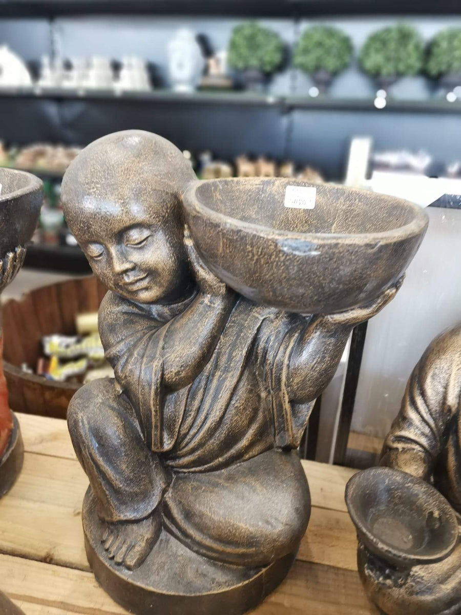 Shaolin with Bowl Up Statue | Statues | Outdoor Decor – Bottle Tree ...